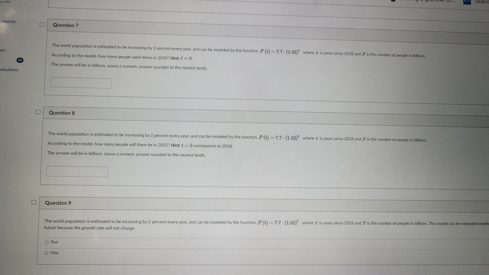 Solved According to the model, how many people were there in | Chegg.com