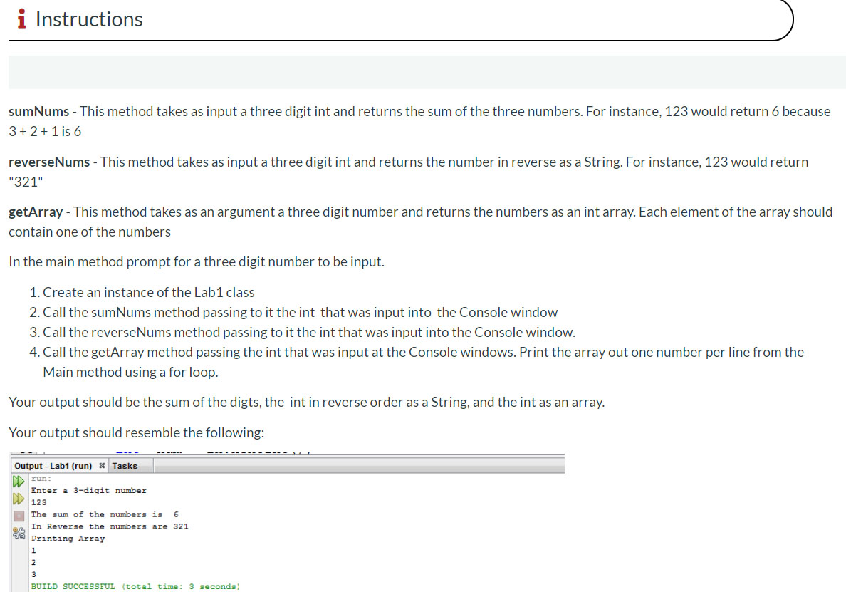 (Solved) : Instructions Sumnums Method Takes Input Three Digit Int ... (Solved) : Instructions Sumnums Method Takes Input Three Digit Int ...