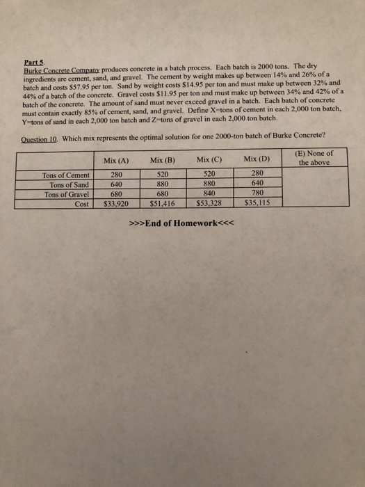 Solved Part 2. Questions 2-7, Consider the product mix | Chegg.com