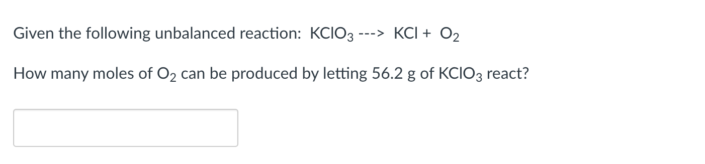 Solved Given the following unbalanced reaction: | Chegg.com