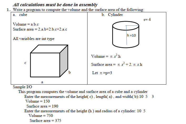 Solved All calculations must be done in assembly 1. Write a | Chegg.com