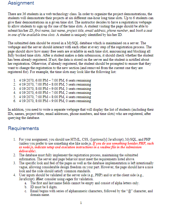 Solved Assignment There are 36 students in a web technology | Chegg.com