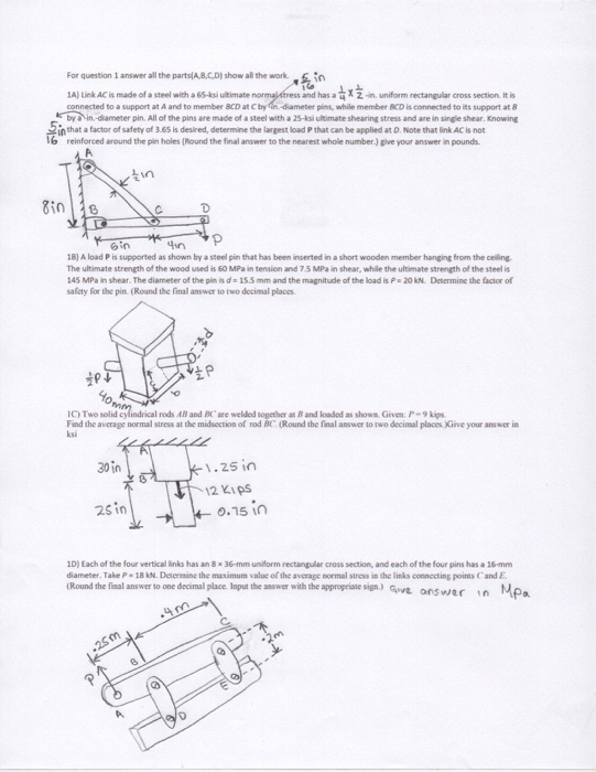 Solved For question 1 answer all the parts(A, B, C, D) show | Chegg.com