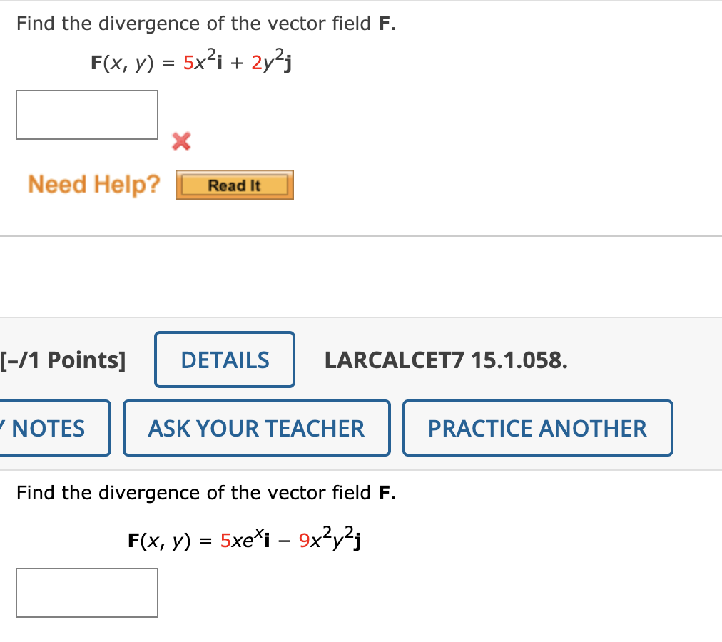 Solved Find the divergence of the vector field F. F(x, y) = | Chegg.com