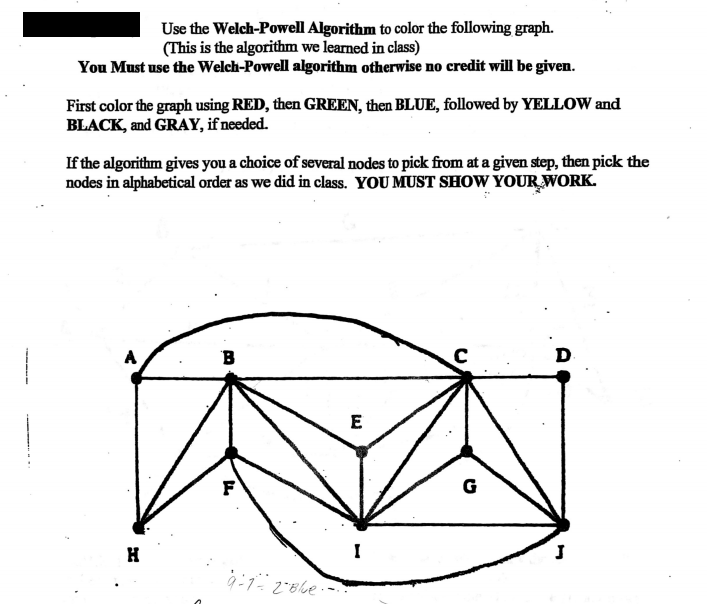 Solved Use the welch-powell algorithm to color the following | Chegg.com