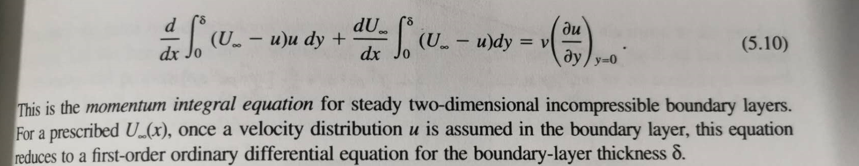 Solved 5.1 The momentum integral equation (5.10) was | Chegg.com