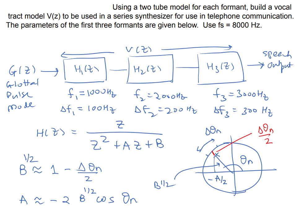 Using a two tube model for each formant, build a | Chegg.com