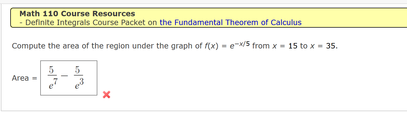 Solved Math 110 Course Resources - Definite Integrals Course | Chegg.com