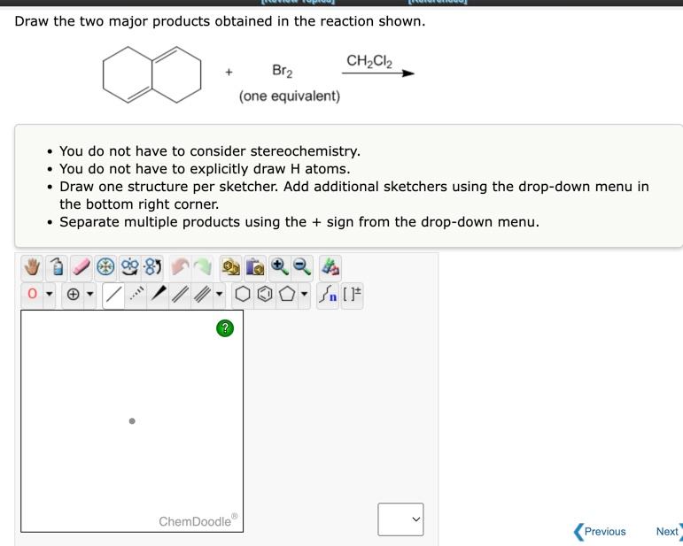 Solved Draw the two major products obtained in the reaction | Chegg.com