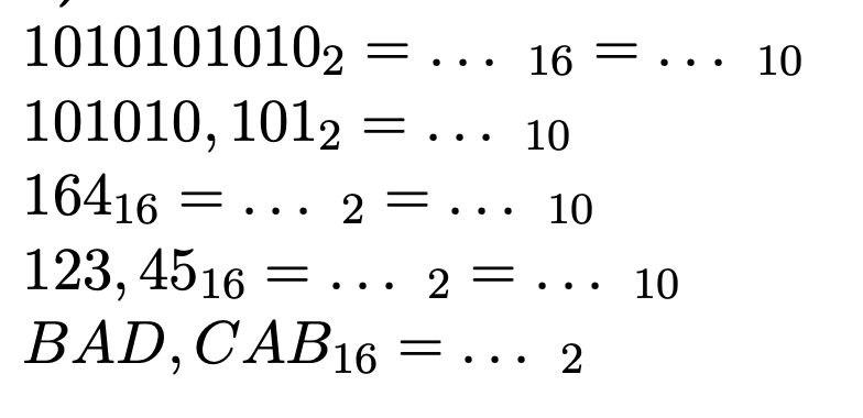 Solved 10 10101010102 = ... 16 =, 101010, 1012 = ... 10 | Chegg.com
