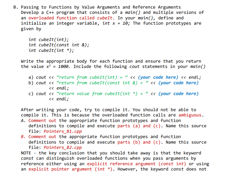 Solved B. Passing to Functions by Value Arguments and | Chegg.com