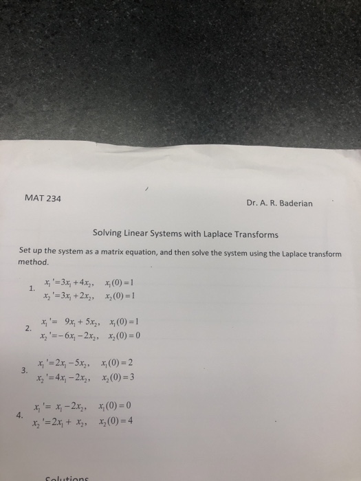 Solved set up the system as a matrix equation and then solve | Chegg.com