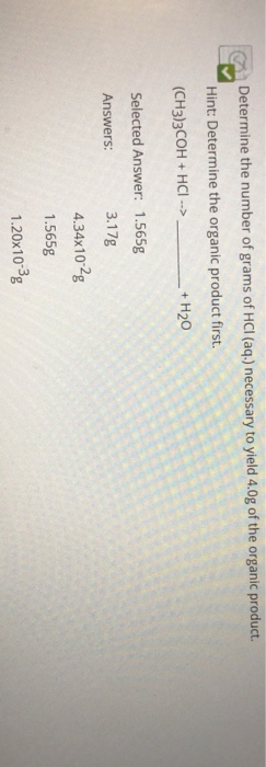 Solved Determine the number of grams of HCI (aq) necessary | Chegg.com