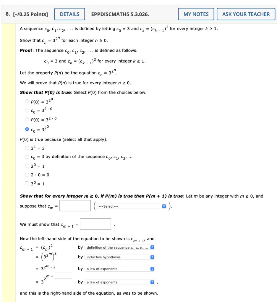 A sequence c0,c1,c2,… is defined by letting c0=3 and | Chegg.com