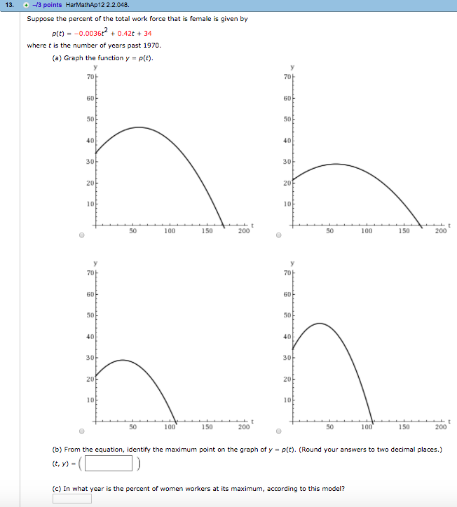 Solved 13. -13 points HarMathAp 12 2.2.048. Suppose the | Chegg.com