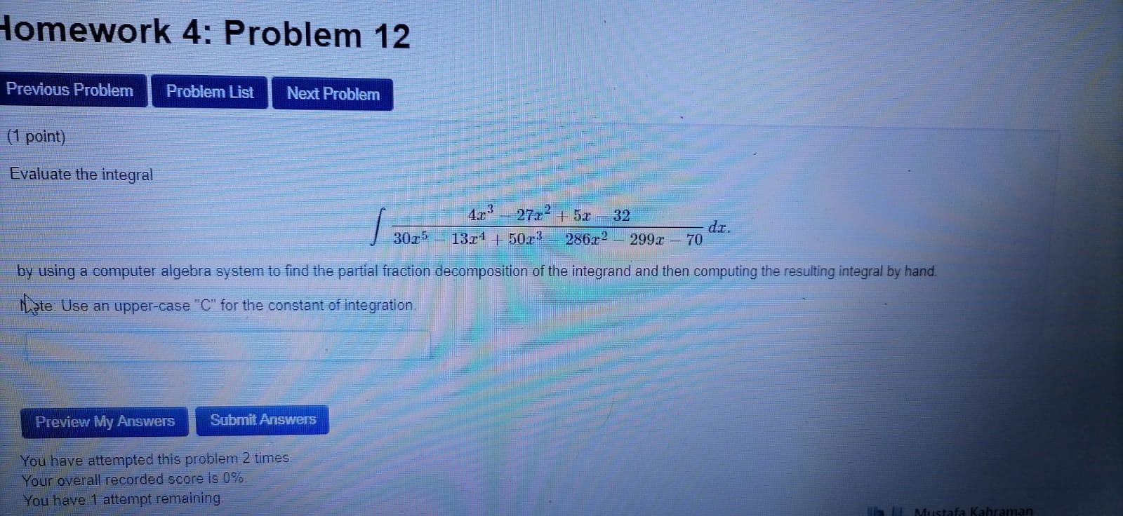 Solved Homework 4: Problem 12 Previous Problem Problem List | Chegg.com