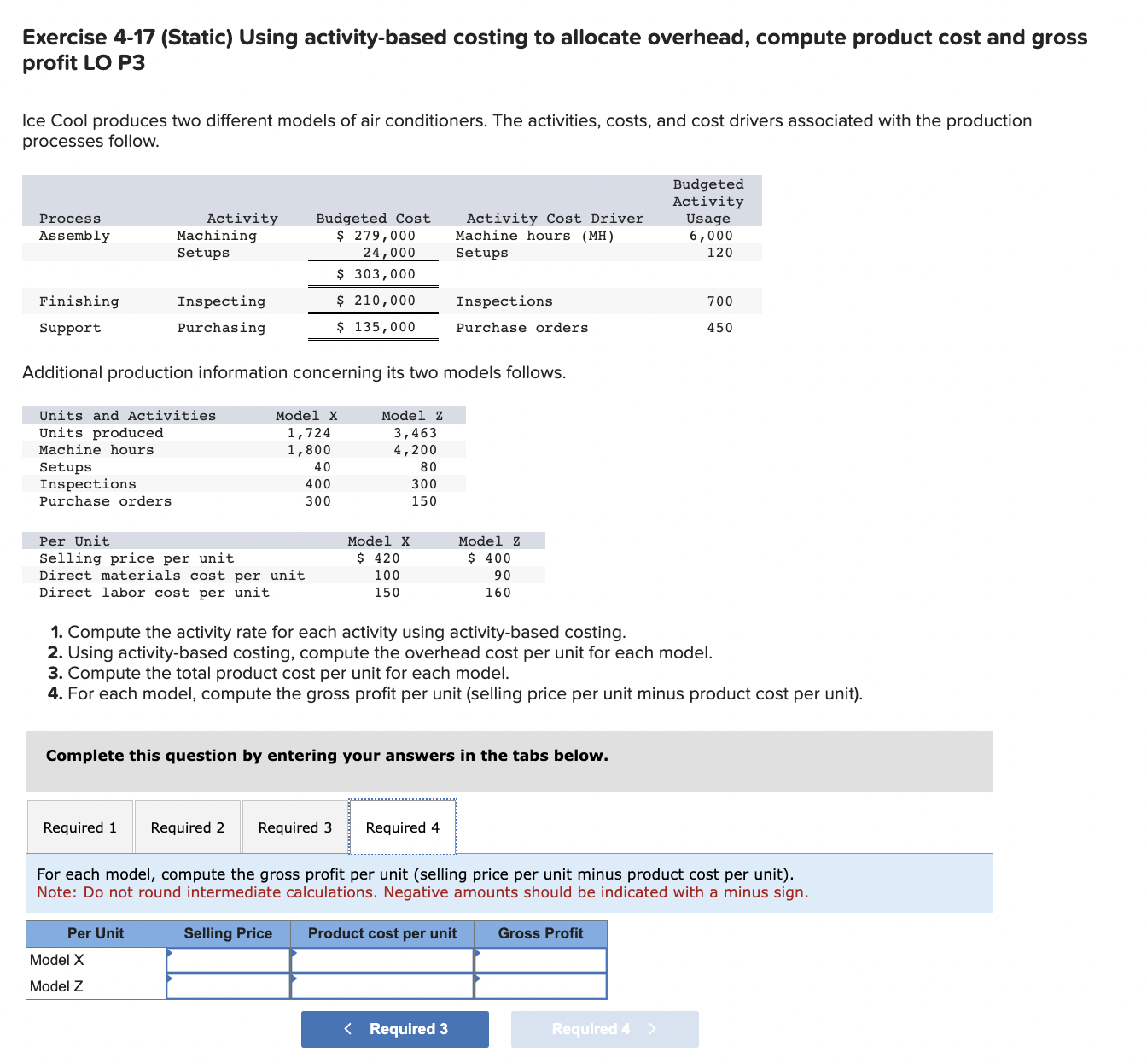 Solved Exercise 4-17 (Static) Using activity-based costing | Chegg.com