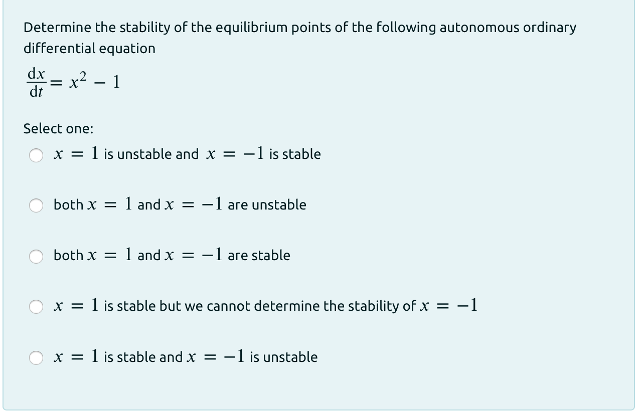 Solved Determine the stability of the equilibrium points of | Chegg.com
