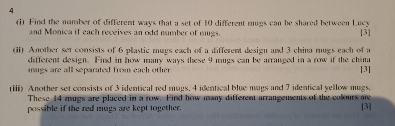 Solved (i) Find the number of different ways that a set of | Chegg.com