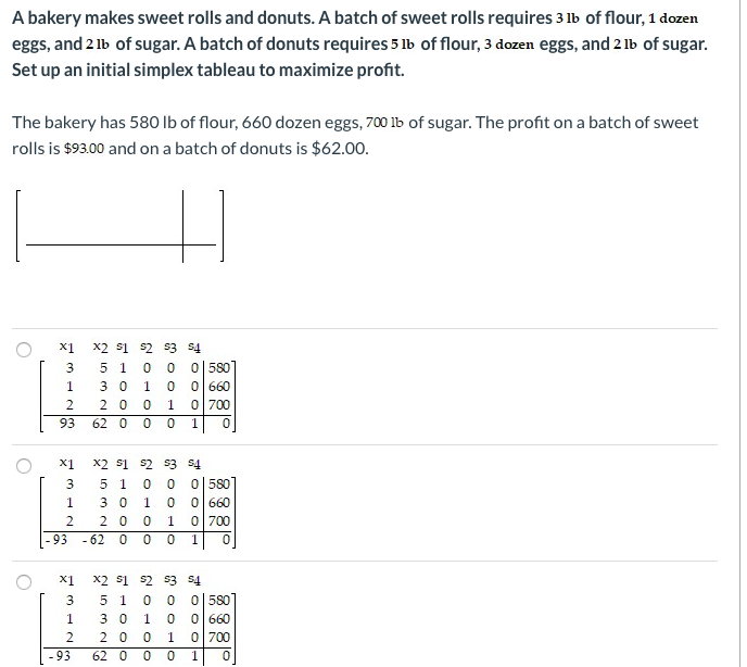 Solved A bakery makes sweet rolls and donuts. A batch of | Chegg.com