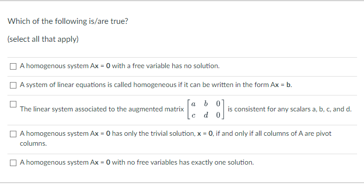 Solved Which of the following is/are true? (select all that | Chegg.com