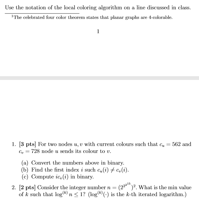 Use the notation of the local coloring algorithm on a | Chegg.com