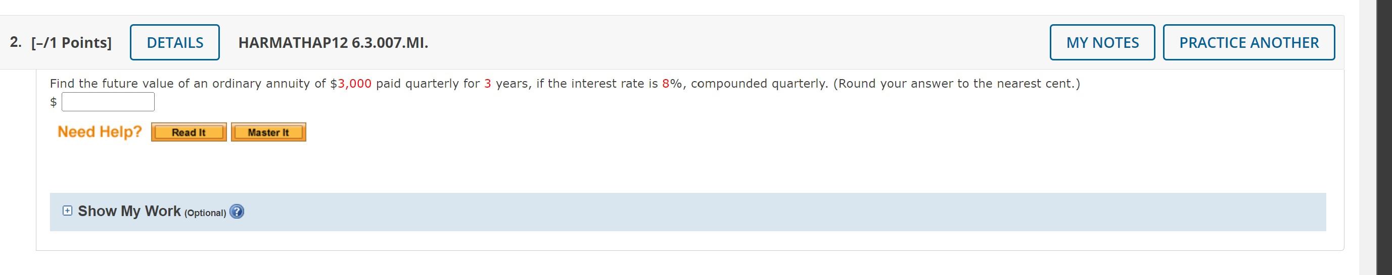 Solved 2. [-/1 Points] DETAILS HARMATHAP12 6.3.007.MI. | Chegg.com