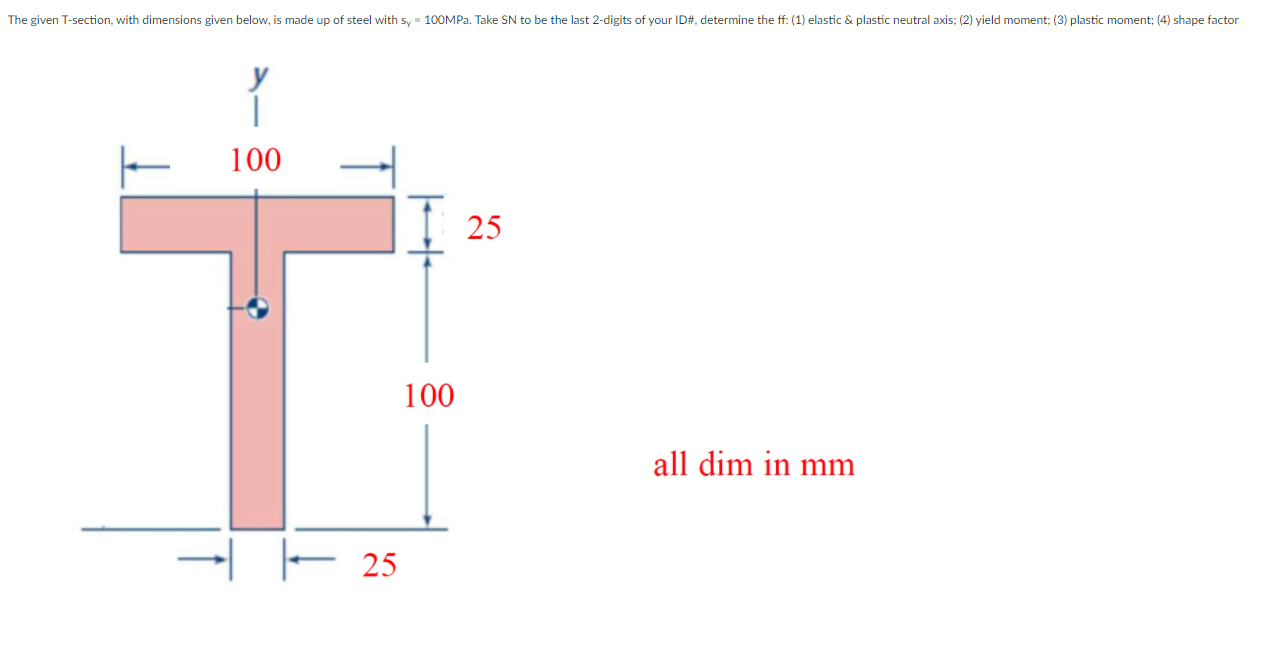 Solved The given T-section, with dimensions given below, is | Chegg.com