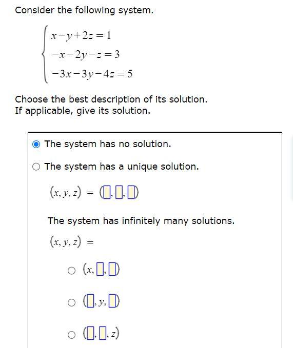 Solved Consider the following system. | Chegg.com