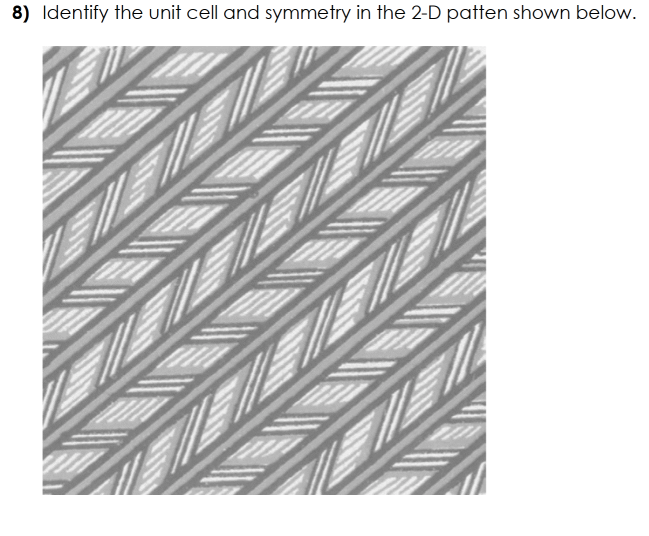 Solved Identify the unit cell and symmetry in the 2-D patten | Chegg.com