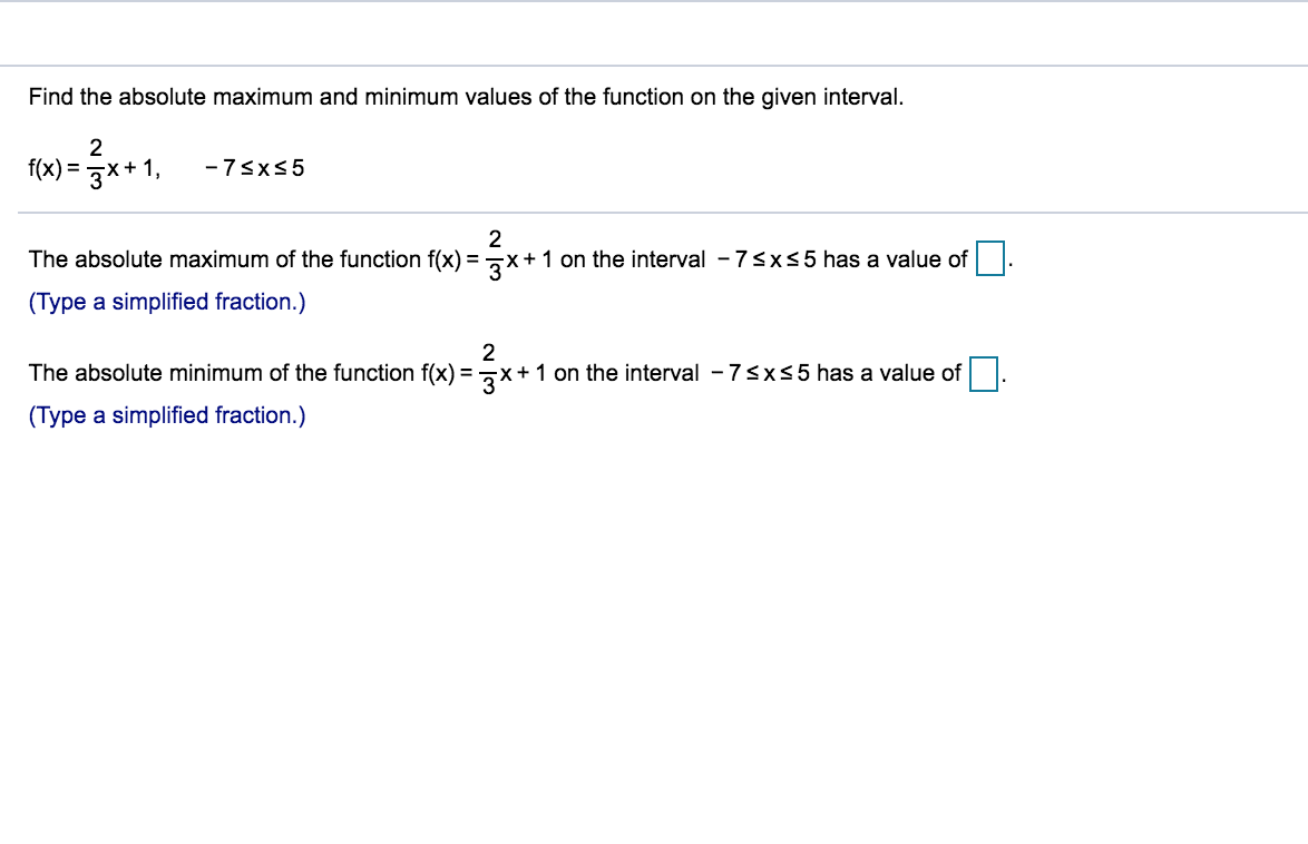 Solved Find the absolute maximum and minimum values of the | Chegg.com
