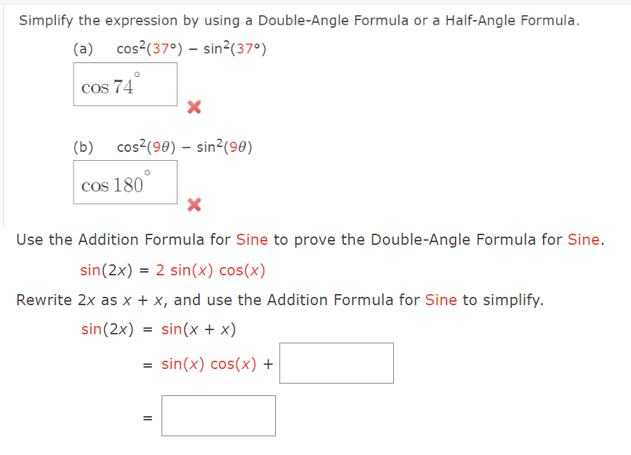 Solved Simplify the expression by using a Double-Angle | Chegg.com