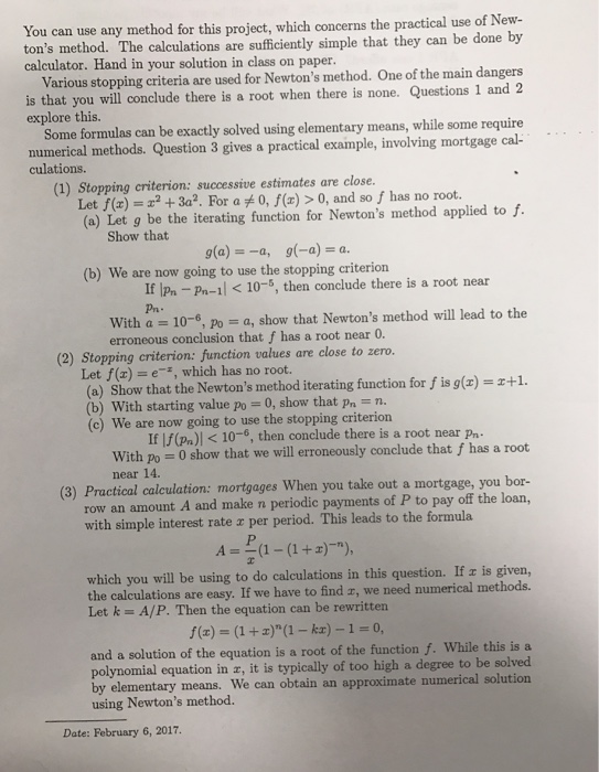 Solved You can use any method for this project, which | Chegg.com