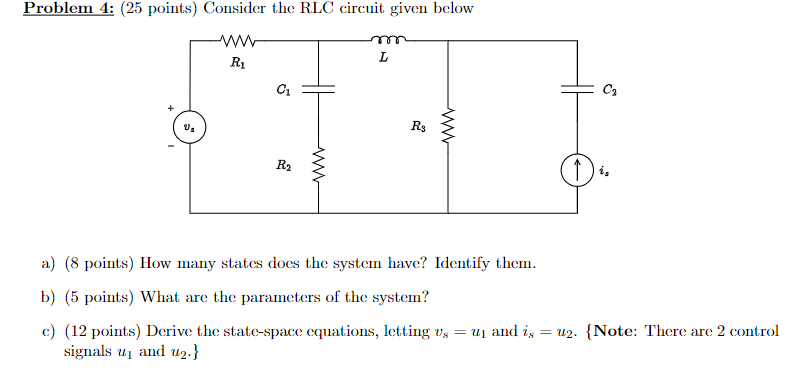 Solved Problem 4: ( 25 ﻿points) ﻿Consider the RLC circuit | Chegg.com