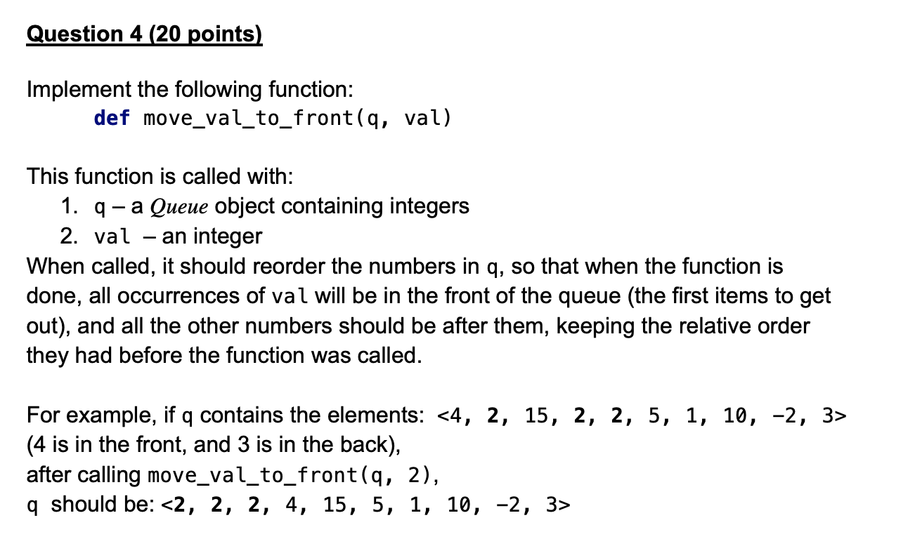 Solved Question 4 20 Points Implement The Following 