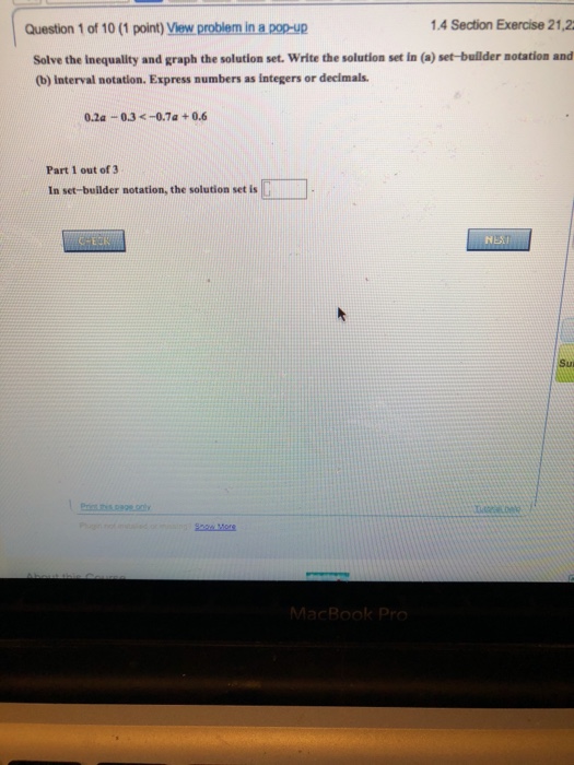Solved Question 1 of 10 (1 point) View problem in a pop-up | Chegg.com