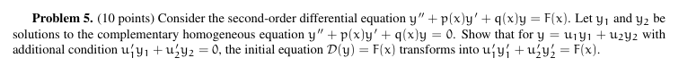Solved Problem 5. (10 ﻿points) ﻿Consider the second-order | Chegg.com