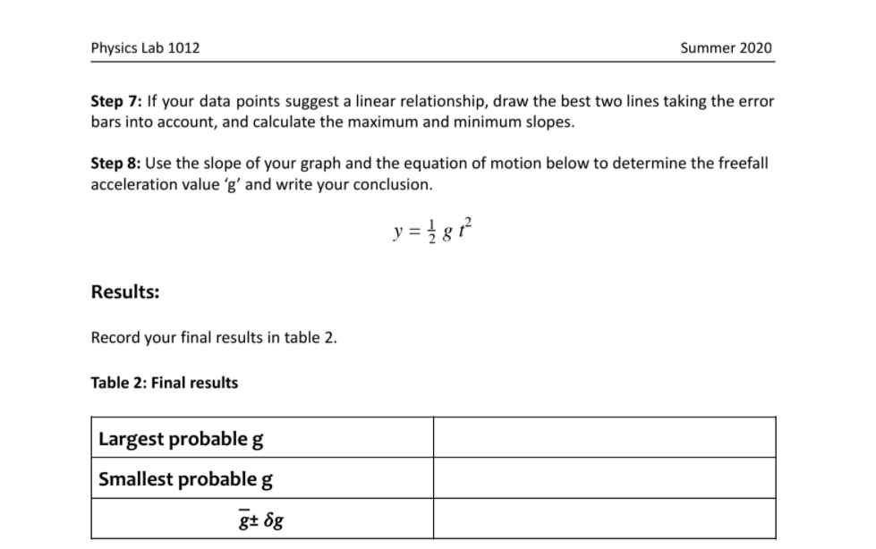 Simulation Lab Session #3 Exploring Free Fall | Chegg.com