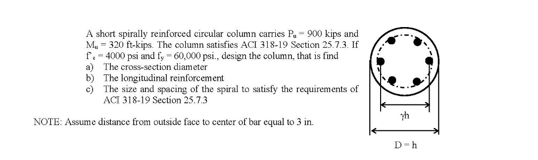 Solved . A short spirally reinforced circular column carries | Chegg.com