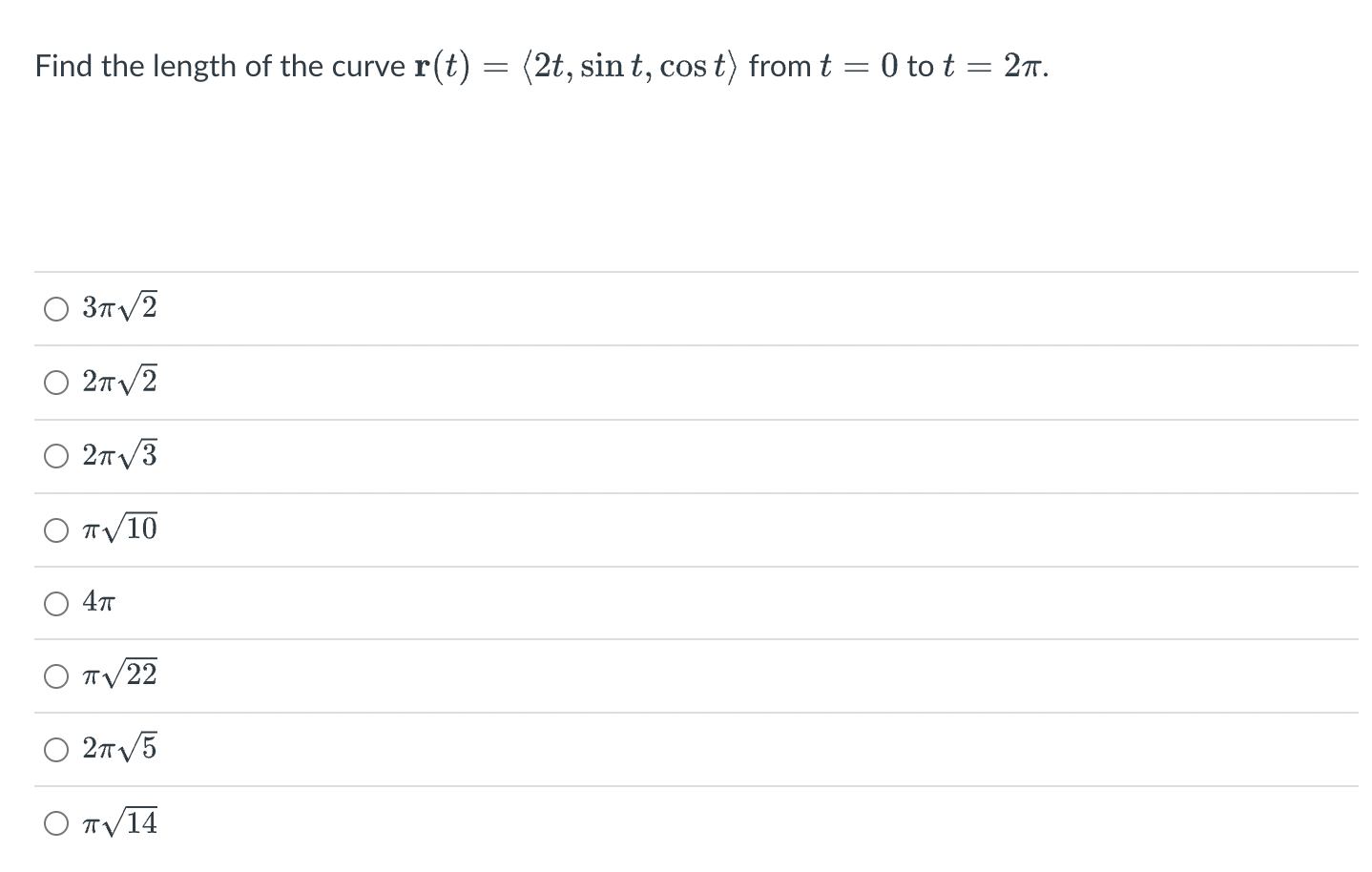 Solved Find the length of the curve r(t)= 2t,sint,cost from | Chegg.com