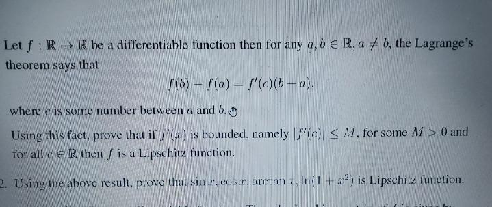 Solved Let f:R→R be a differentiable function then for any | Chegg.com