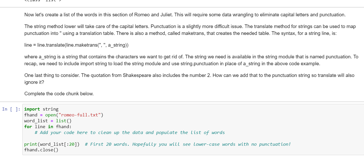 Solved 9. Next we will read a longer text selection from a | Chegg.com