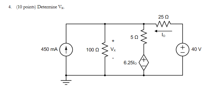 Solved (10 ﻿points) ﻿Determine Vx - | Chegg.com