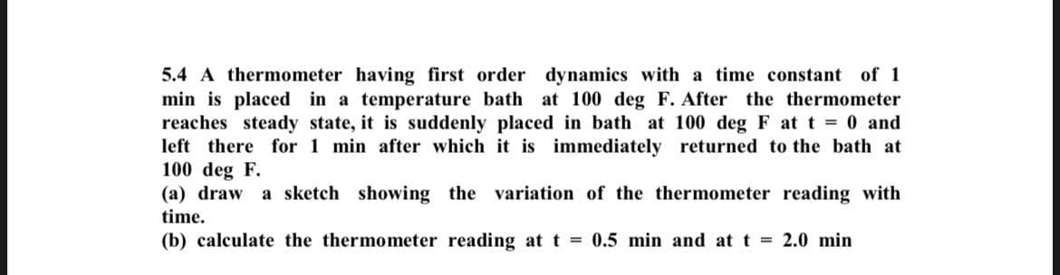 Solved 5 4 A Thermometer Having First Order Dynamics With A