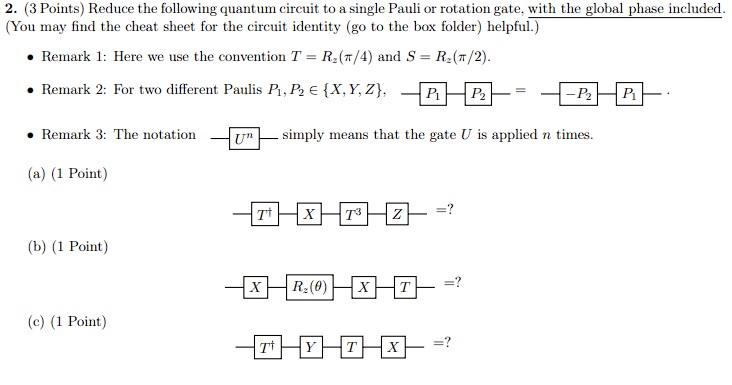 Solved 2. (3 Points) Reduce the following quantum circuit to | Chegg.com