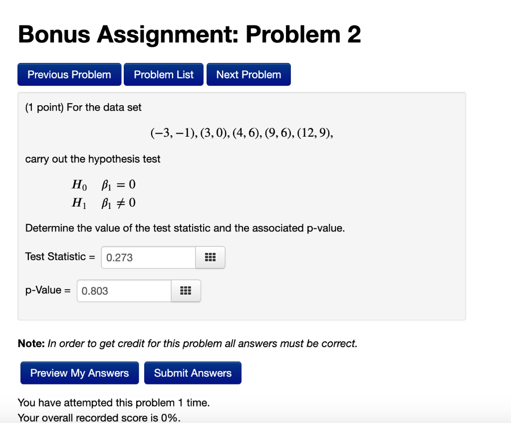 Solved Bonus Assignment: Problem 2 Previous Problem Problem | Chegg.com