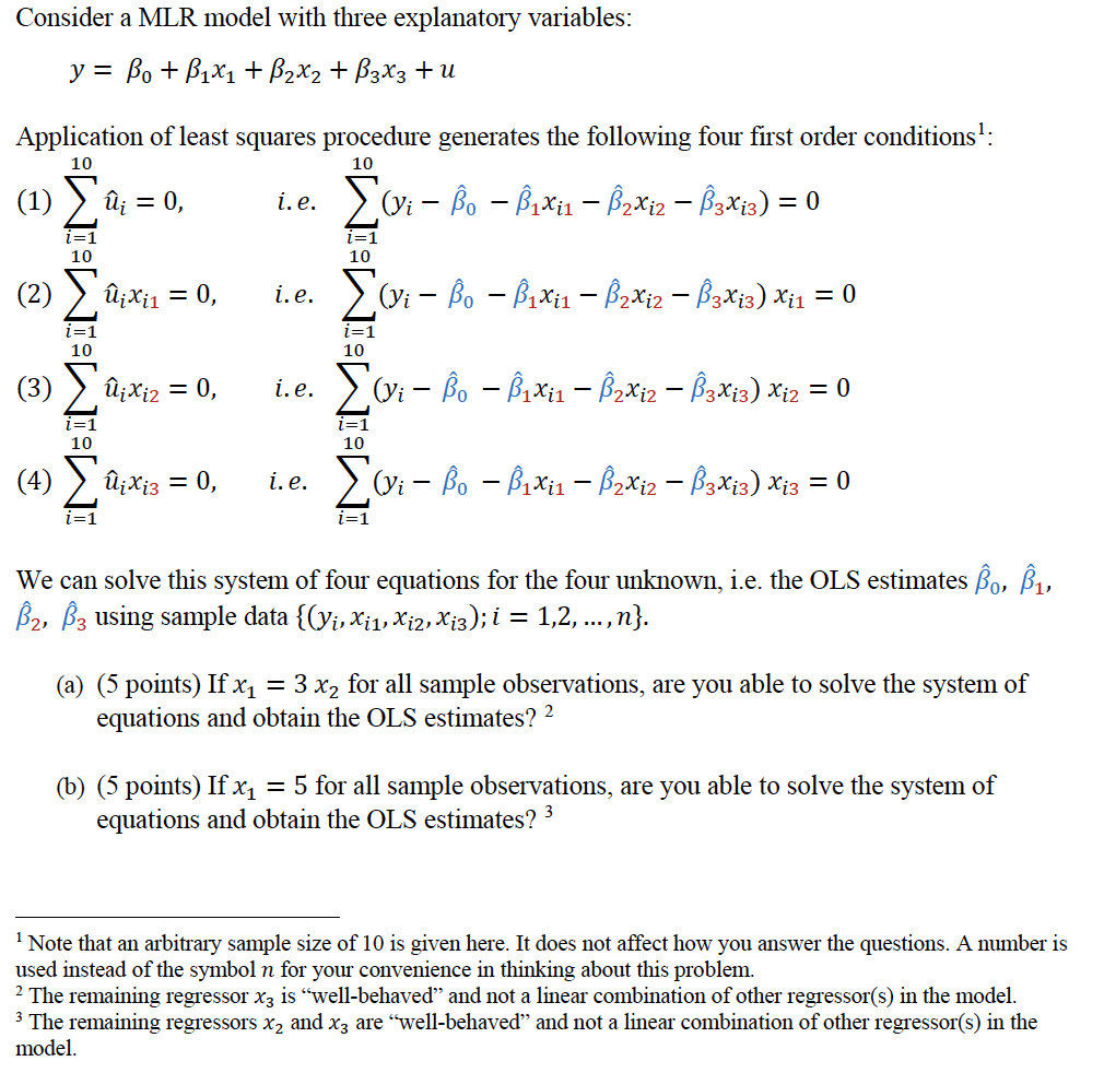 Solved Consider a MLR model with three explanatory | Chegg.com