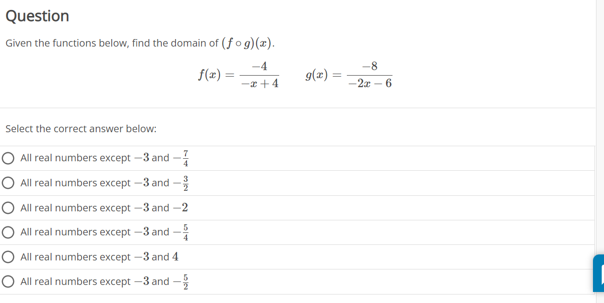 Solved Given the functions below, find the domain of | Chegg.com