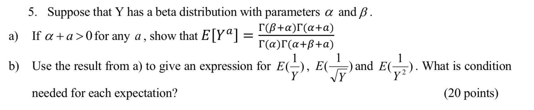 5. Suppose that Y has a beta distribution with | Chegg.com