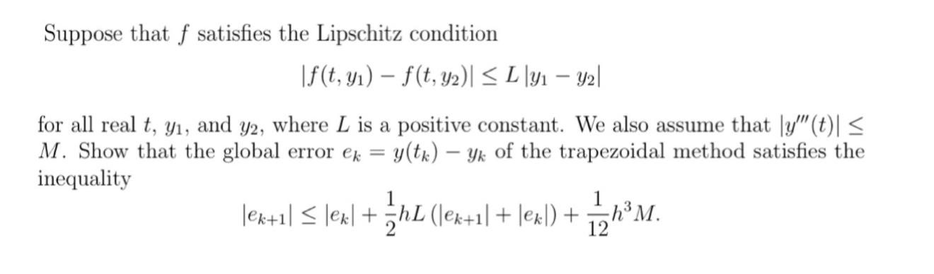 Suppose that f satisfies the Lipschitz condition | Chegg.com